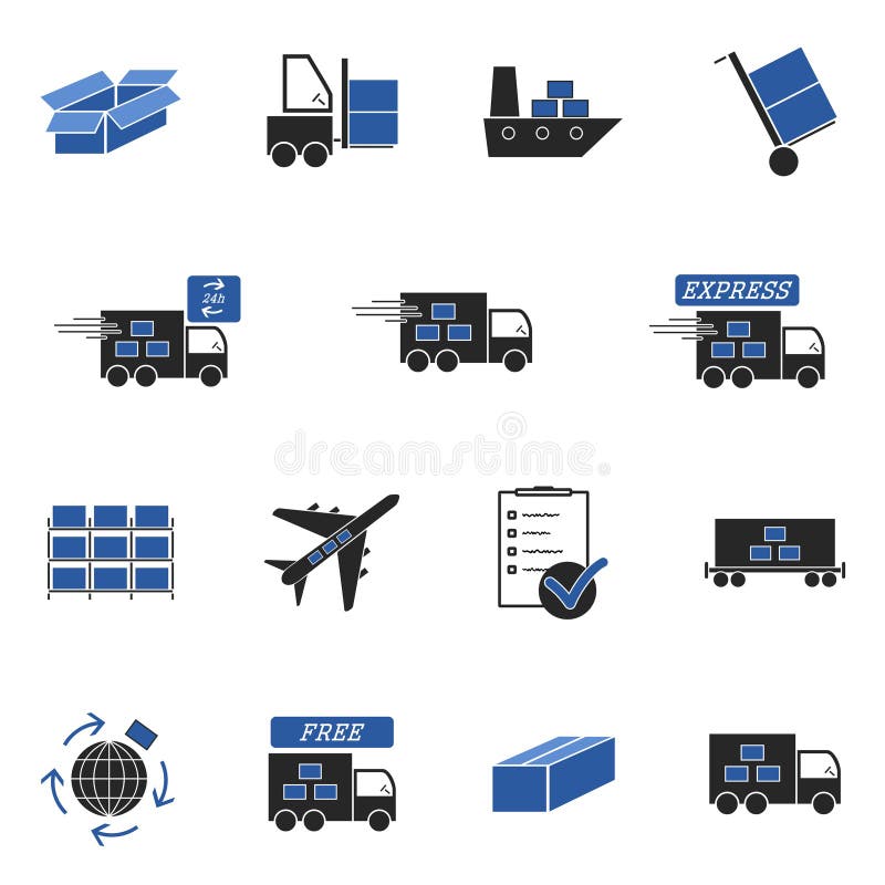 Logistic icons stock illustration. Illustration of icon - 25590129