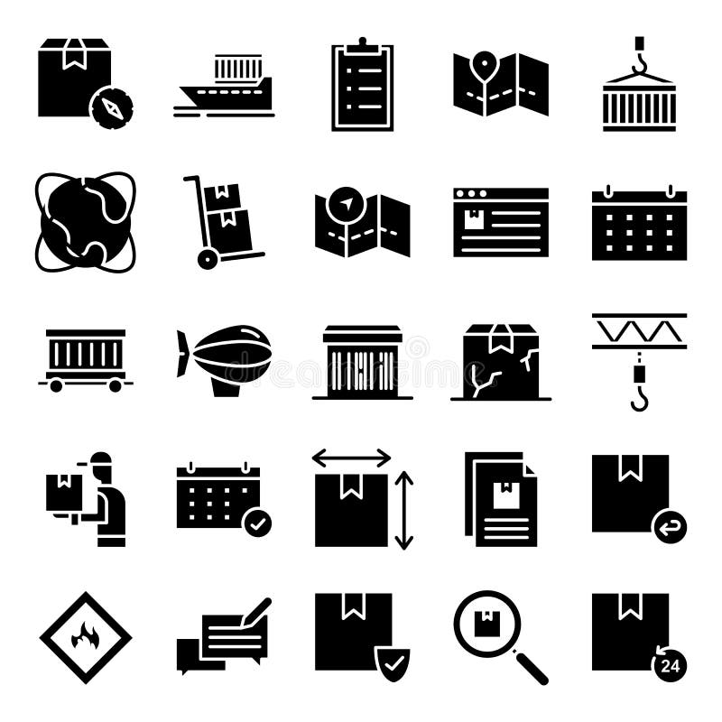 Logistic icons pack stock illustration. Illustration of sign - 146988494
