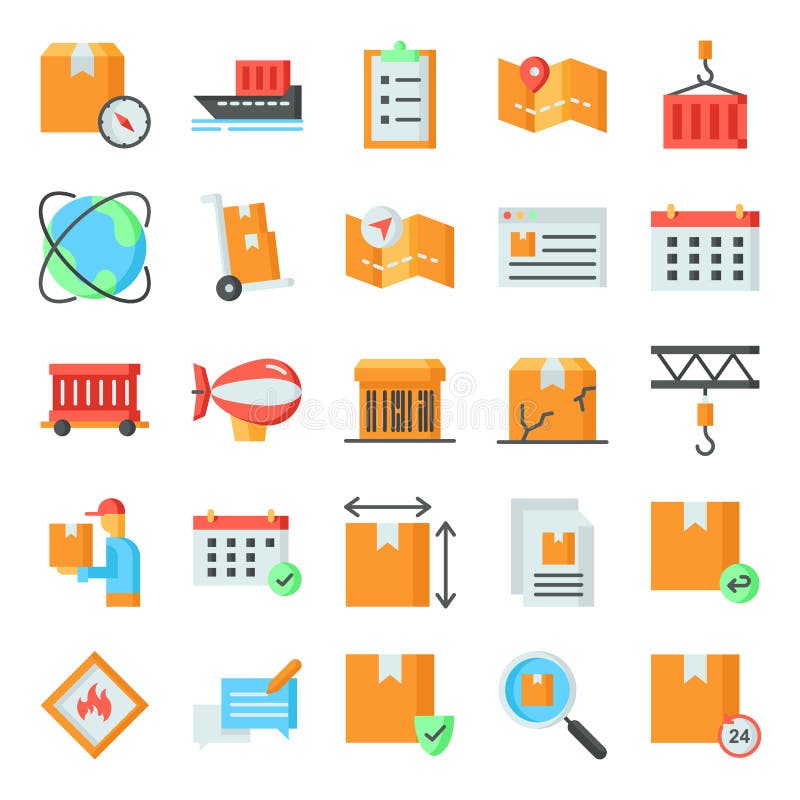 Logistic icons pack stock illustration. Illustration of order - 146988493