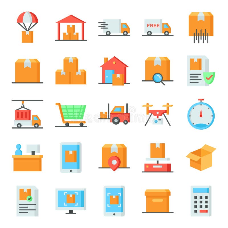 Logistic icons pack stock illustration. Illustration of sign - 146988494