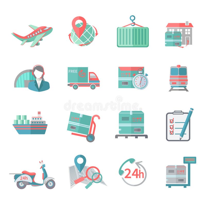 Logistic Icons Set stock vector. Illustration of train - 38163343
