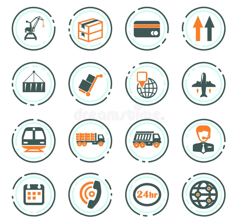 Logistic icons set stock vector. Illustration of globe - 155368118