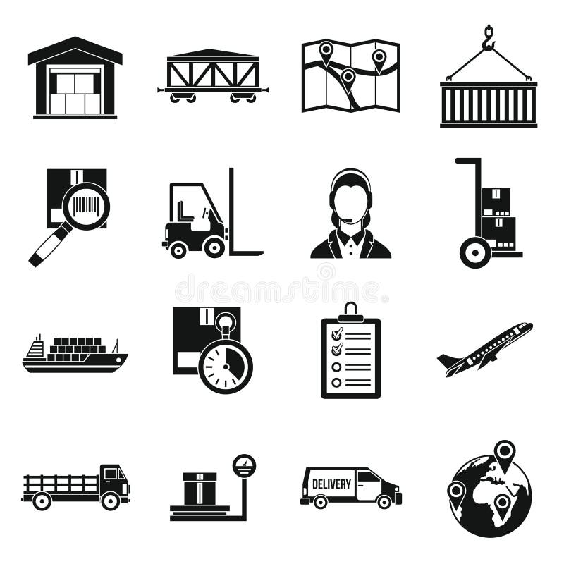 Logistic Icons Set, Simple Style Stock Vector - Illustration of cargo ...
