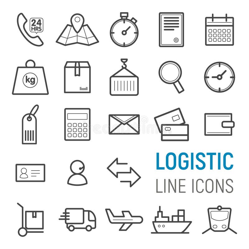 Logistic Icons Set. Vector Flat Line Illustrations Stock Illustration ...