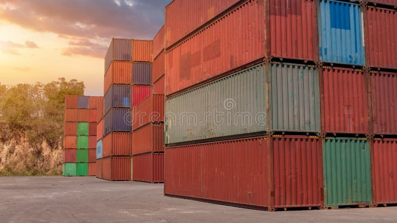 Logistic Industrial Container Yard Stock Image - Image of economy ...