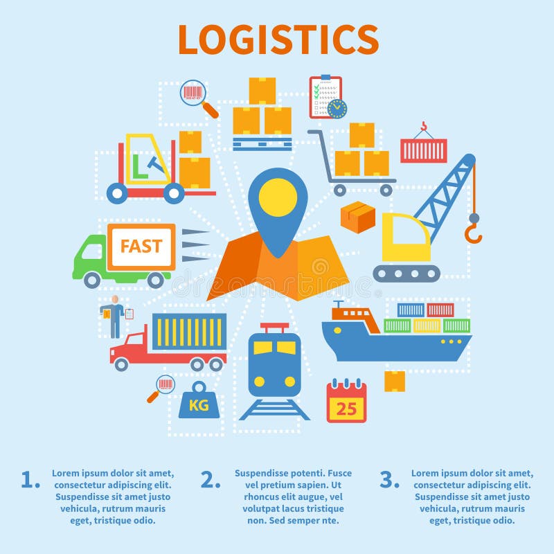 Logistic Infographic Icons Flat Stock Vector - Illustration of design ...