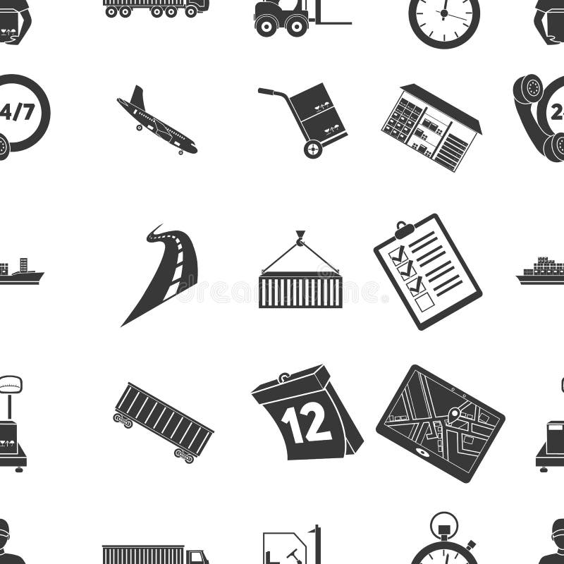 Logistic Pattern Icons in Black Style. Big Collection of Logistic ...