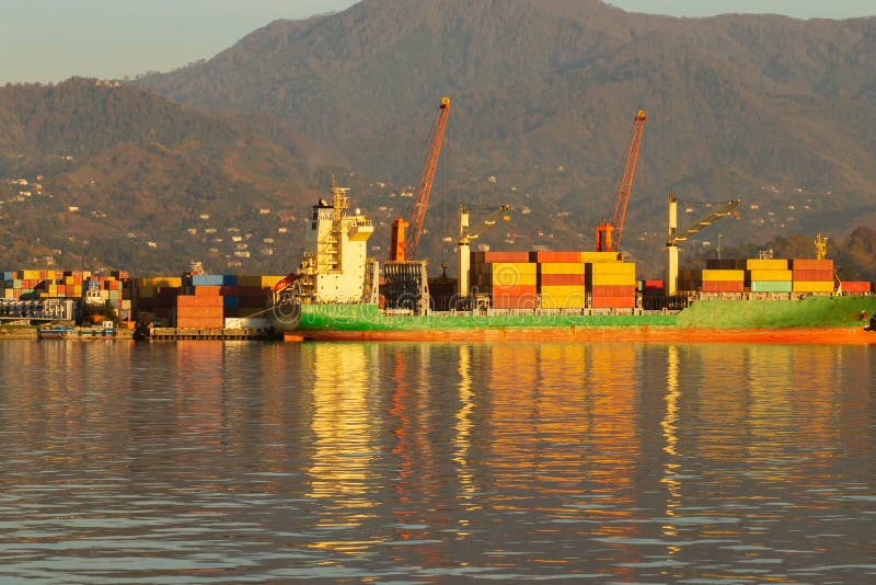 Logistic in the Seaport, Cargo Containers and Cranes, Shipment and ...