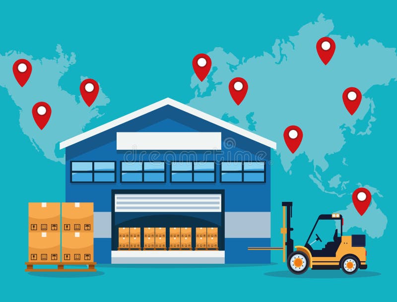 Logistic service global stock vector. Illustration of four - 223206602