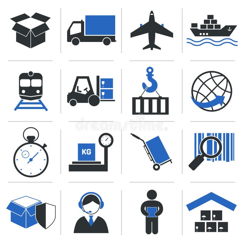 Logistics Icons - Blue Series Stock Vector - Illustration of global ...
