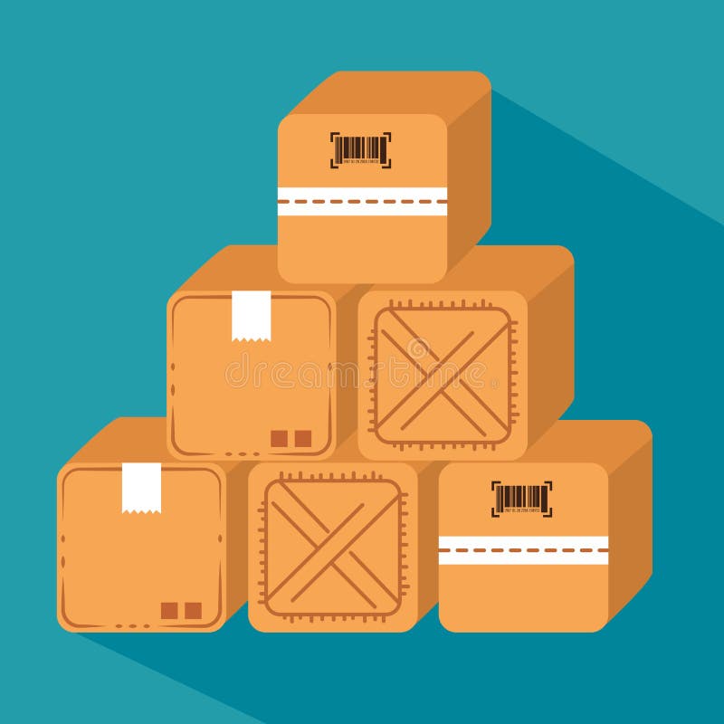 Logistic Services with Carton Boxes Stock Vector - Illustration of ...