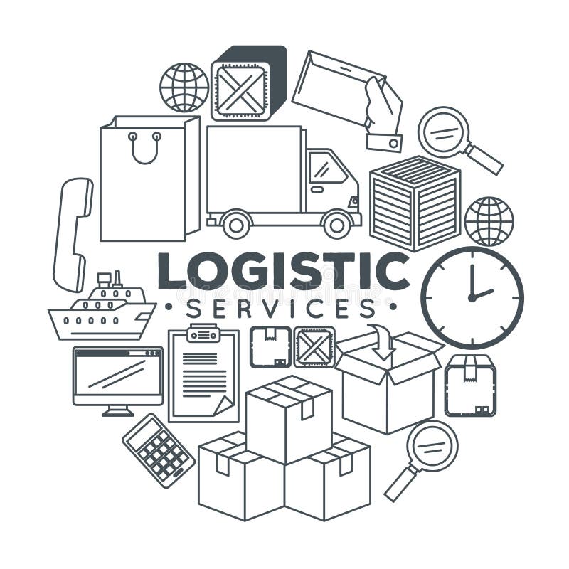 Logistic Services Set Icons Stock Vector - Illustration of express ...