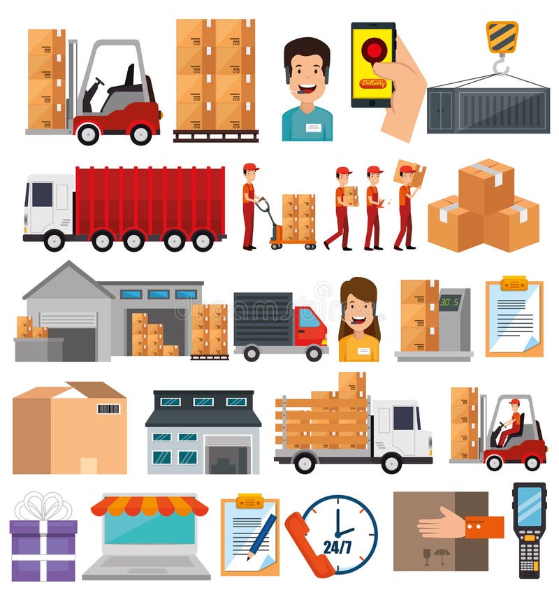 Logistic Services Set Icons Stock Vector - Illustration of ebusiness ...
