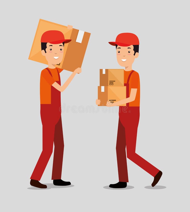 Logistic Services with Team Delivery Workers Stock Vector ...
