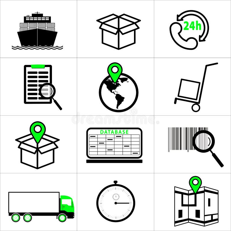 Logistic and Shipping Icon Set. Stock Vector - Illustration of business ...