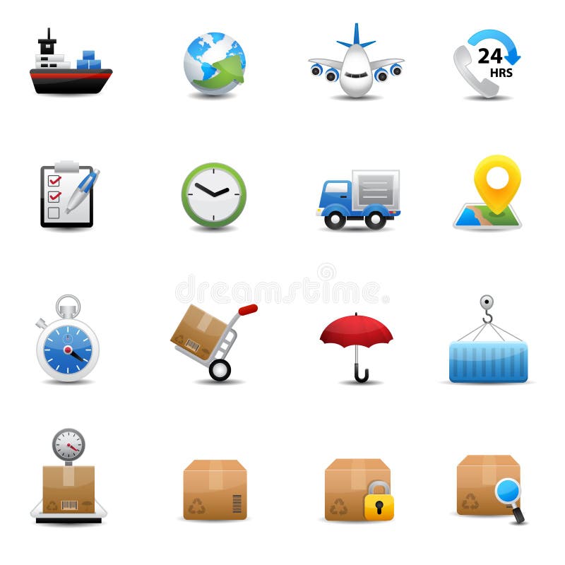 Cargo, Logistic and Shipping Icons Stock Vector - Illustration of ...
