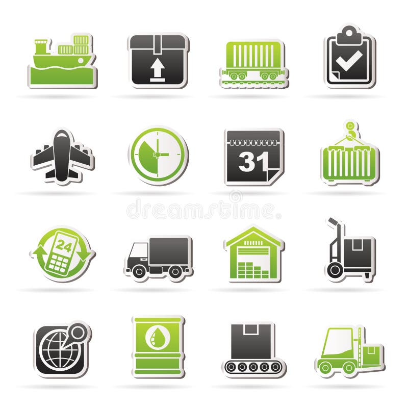 Green shipping icons stock vector. Illustration of geometric - 11160364
