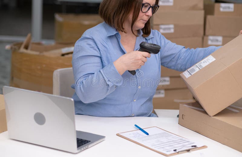 E Commerce, Box and Scan Package for Inventory Stock Take, Distribution ...