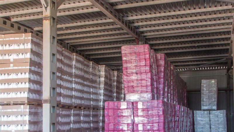 Forklift Loader and Cargo Boxes Storing at Warehouse Timelapse Stock ...