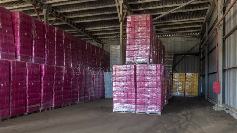 Forklift Loader and Cargo Boxes Storing at Warehouse Timelapse ...