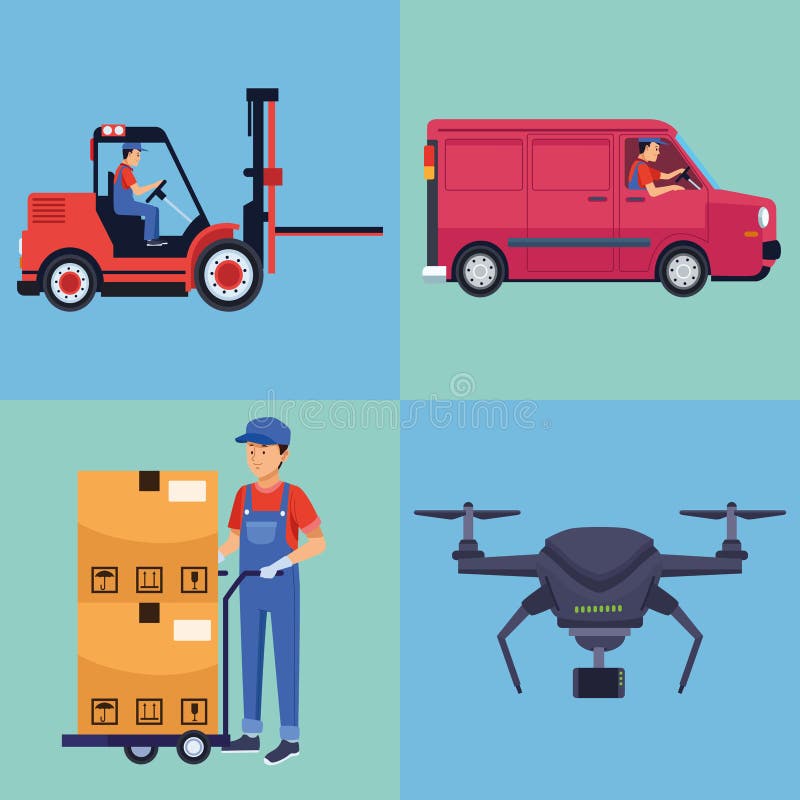 Three Workers are Working in Control Room Stock Vector - Illustration ...