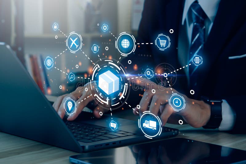 Logistic and Transport Concept.Smart Warehouse Management System Stock ...