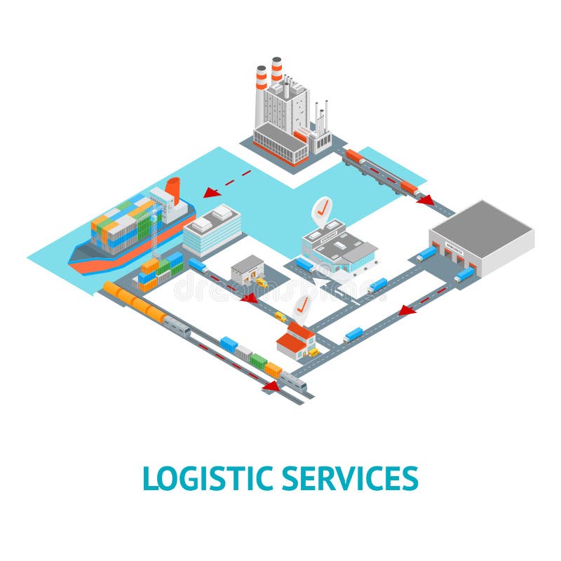 Logistic Transportation Concept Card 3d Isometric View. Vector Stock ...