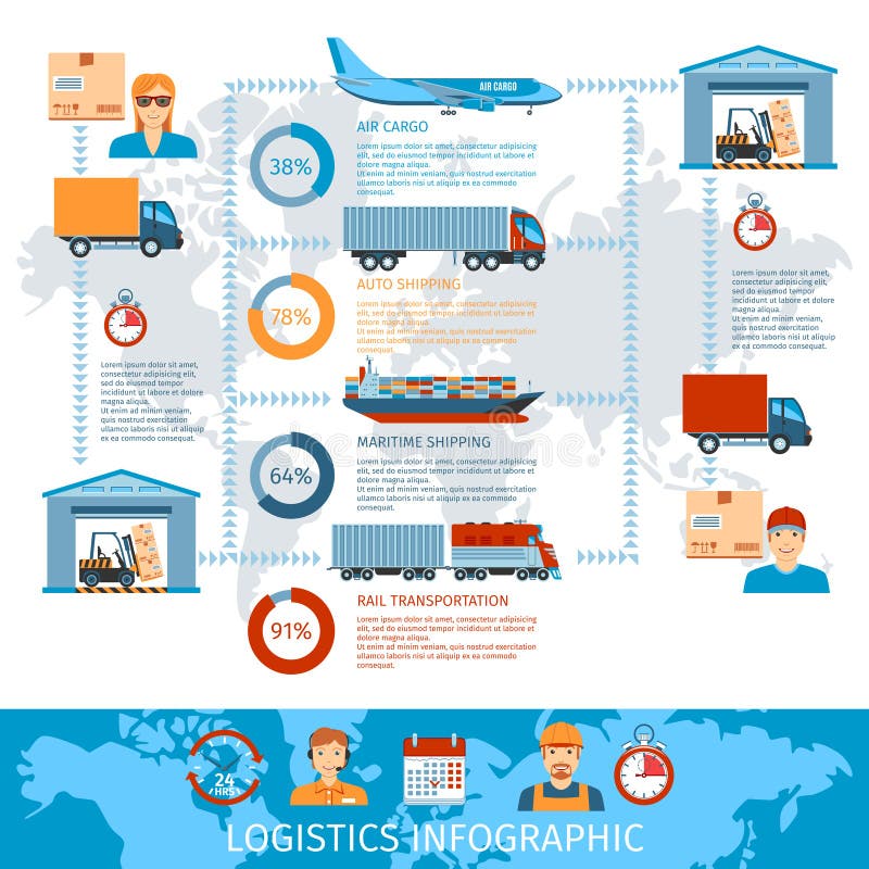 Logistic and Transportation Infographics Stock Vector - Illustration of ...