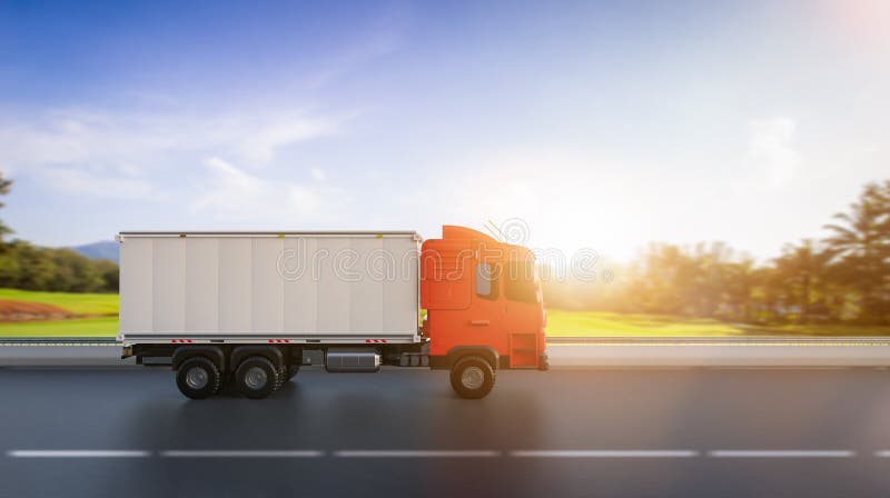 Logistic Van Trailer Truck or Lorry on Highway Stock Illustration ...