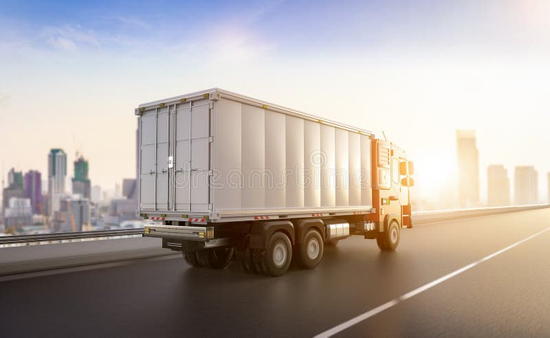 Logistic Van Trailer Truck or Lorry on Highway Stock Illustration ...