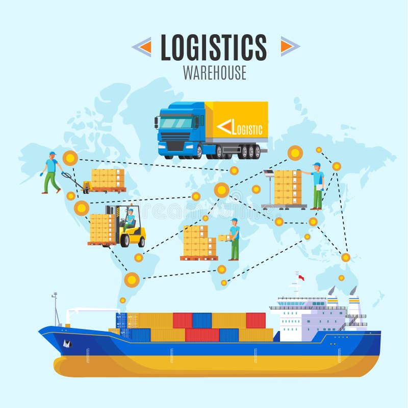 Logistic Warehouse Concept stock vector. Illustration of delivering ...