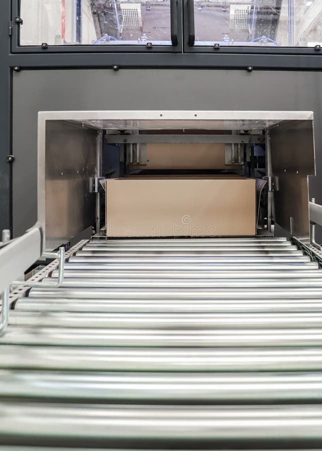 Logistic Warehouse. Conveyor Belt in a Modern Production Line Stock ...