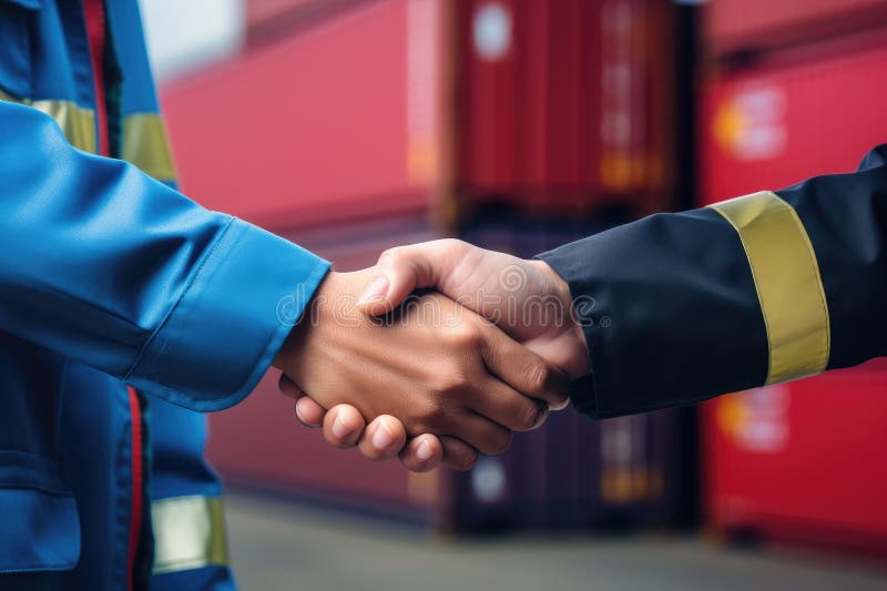 Logistic Worker Handshake And Working Together Generative Ai Stock Illustration Illustration