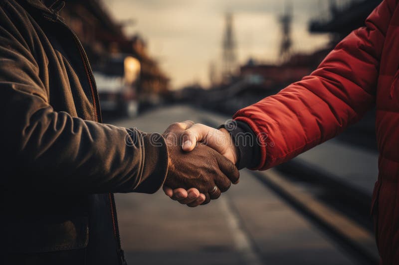 Logistic Worker Handshake And Working Together Generative Ai Stock Illustration Illustration