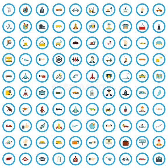 100 Logistical Support Icons Set, Flat Style Stock Vector ...