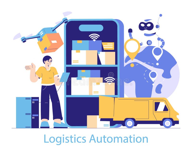 Logistics Automation. Flat Vector Illustration Stock Vector ...
