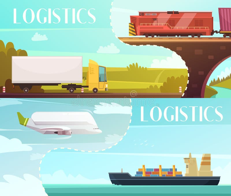 Logistics Banners Set stock vector. Illustration of bookmark - 210410801