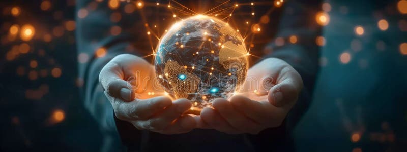 Logistics and Cargo Distribution Hand Holding Global Network Connection ...