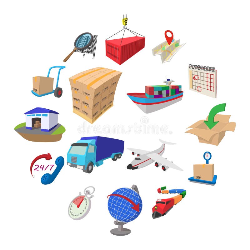 Logistics Cartoon Icon Circle Stock Illustration - Illustration of ...