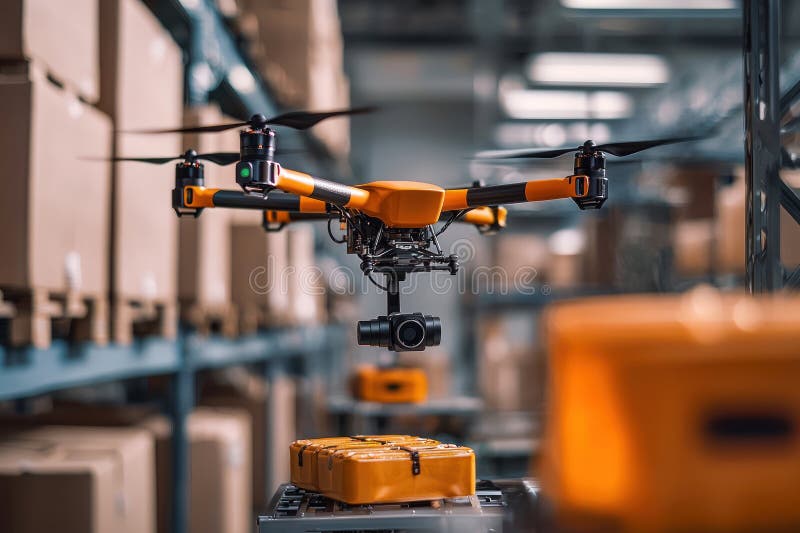 Logistics Center with Drones and Robots Enhancing Food Delivery ...
