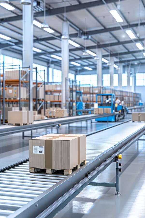 Logistics Center Efficiency, Vibrant Logistics Center with Workers ...