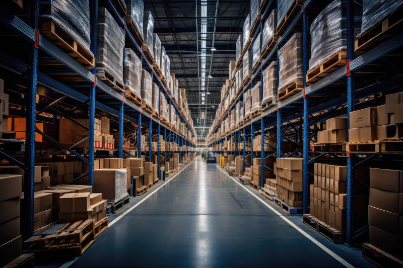 Logistics Center Interior Full of Racks Stock Illustration ...