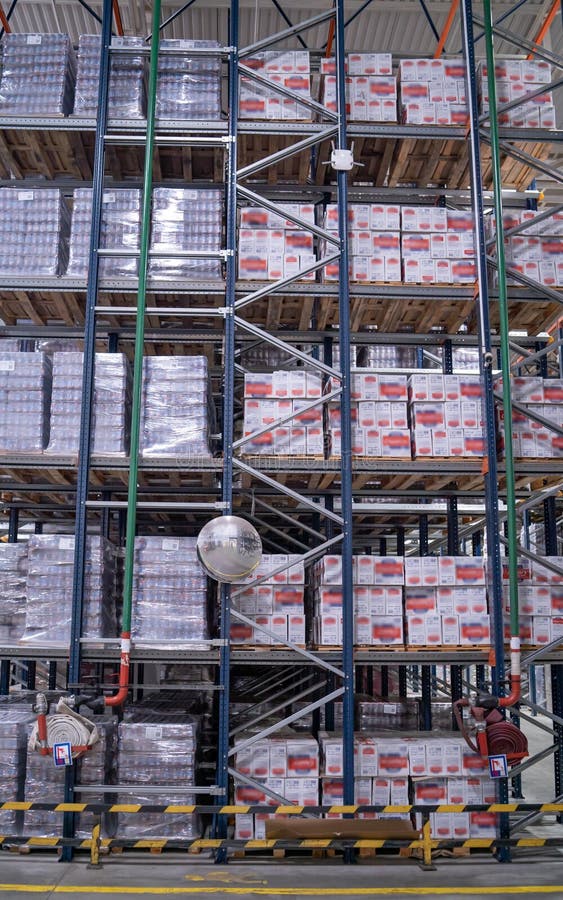 Logistics Center Interior Full of Racks with with Large Number Packs ...