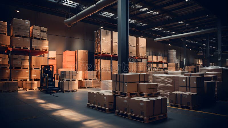 Logistics Center, Warehouse Storage, Cardboard Boxes, Warehouse Indoor ...