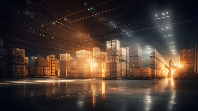 Logistics Center, Warehouse Storage, Cardboard Boxes, Warehouse Indoor ...