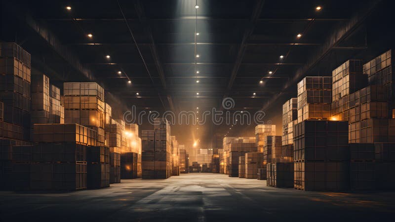 Logistics Center, Warehouse Storage, Cardboard Boxes, Warehouse Indoor ...