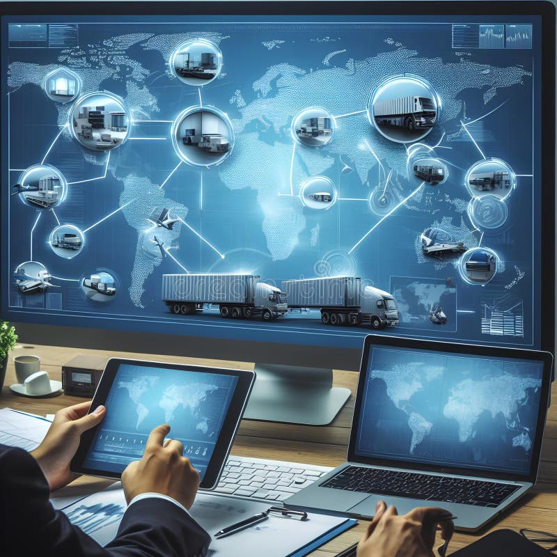 Logistics Chain of Cargo Movement on the Interactive Screen of the ...