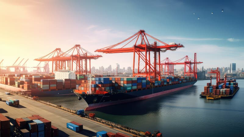 Logistics Commercial Ship Cargo Stock Illustration - Illustration of ...