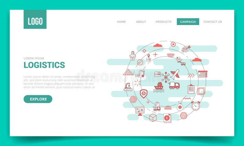 Logistics Concept with Circle Icon for Website Template or Landing Page ...