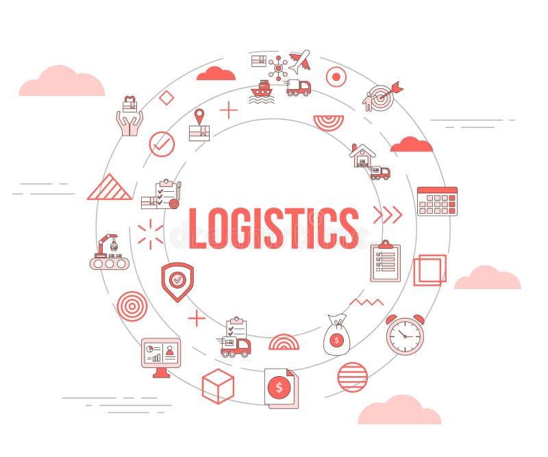 Logistics Concept with Icon Set Template Banner and Circle Round Shape ...
